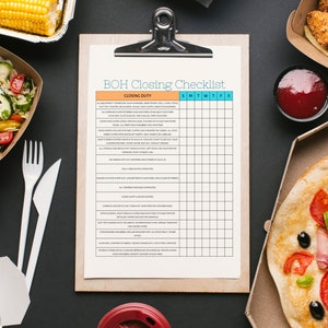 BOH Closing Checklist Template, Editable Kitchen Template for ...