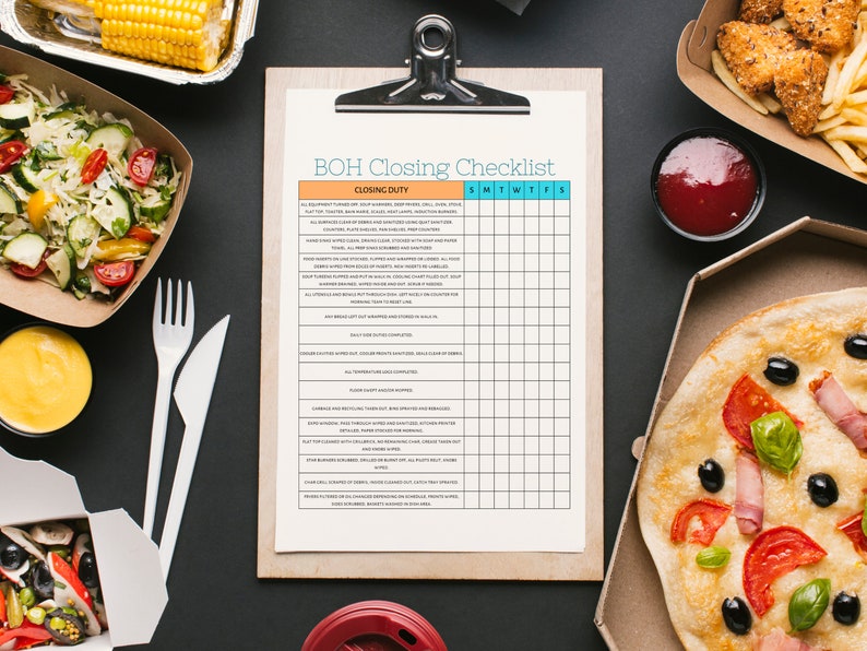 BOH Closing Checklist Template, Editable Kitchen Template for ...