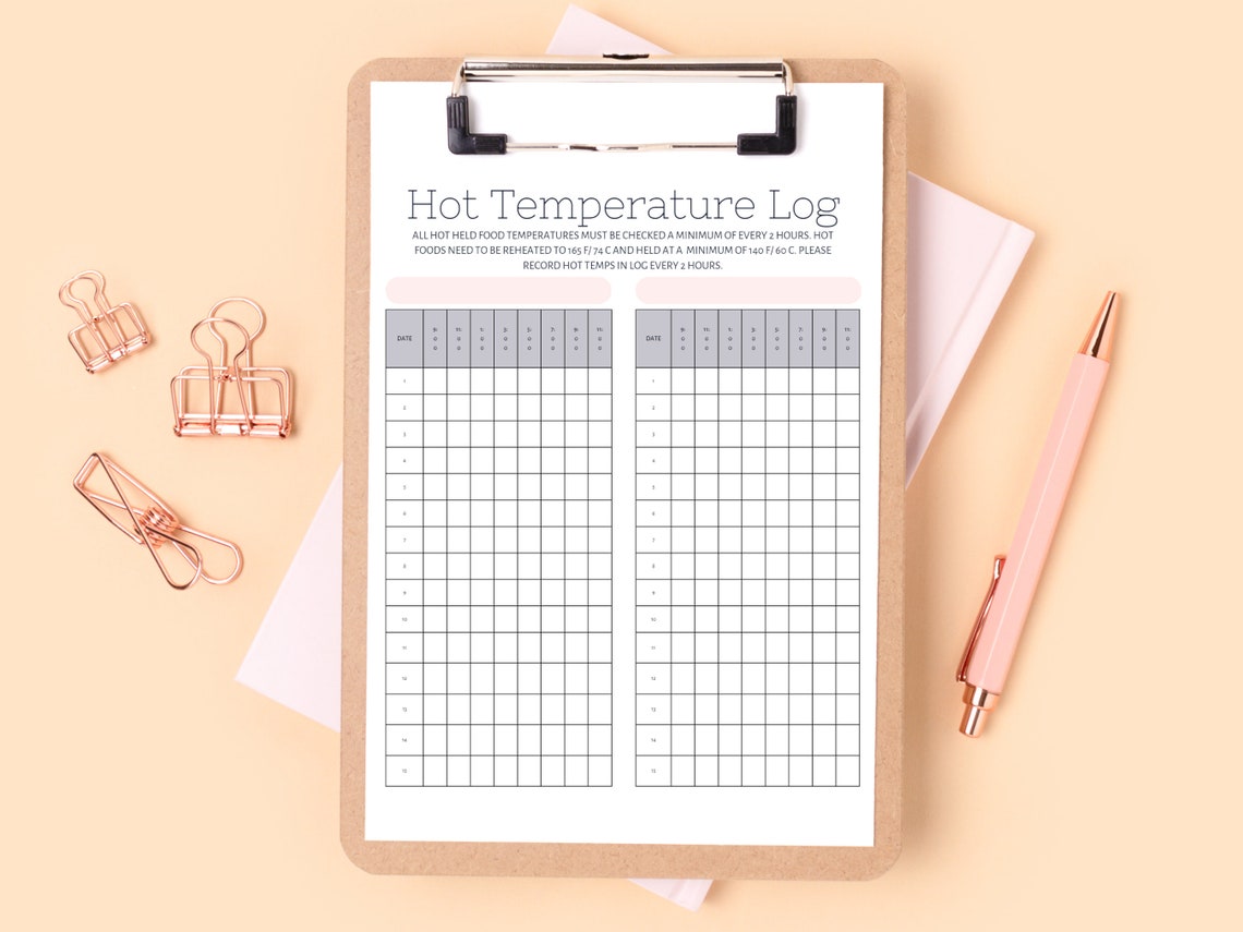 Hot Food Temperature Log Hot Food Record Sheet Editable - Etsy
