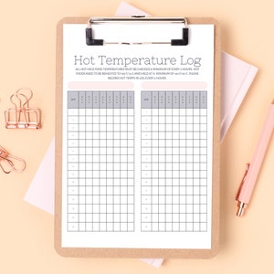 Hot Food Temperature Log Hot Food Record Sheet Editable - Etsy