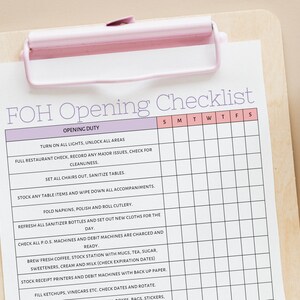 FOH Checklist Template Bundle, Restaurant & Bar Serving Checklists ...