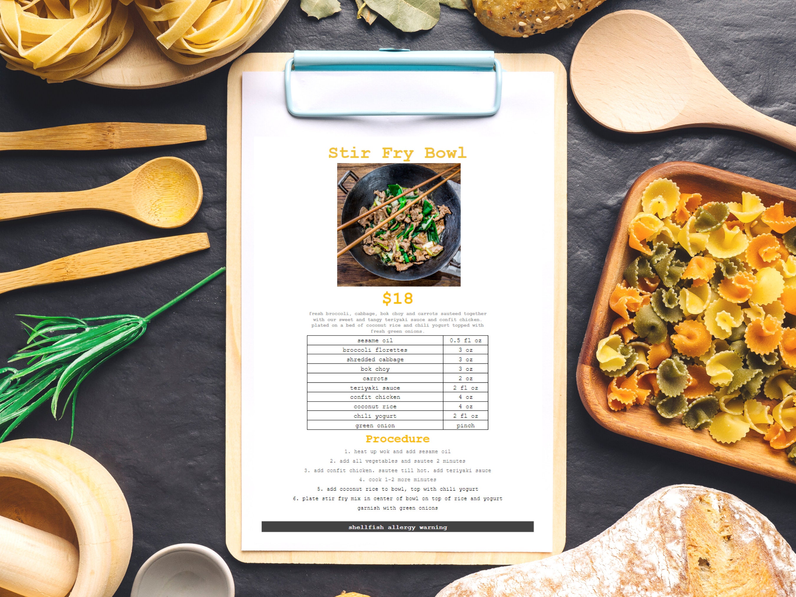 Menu Spec Sheets for Restaurants & Bars, Recipe and Menu Templates ...