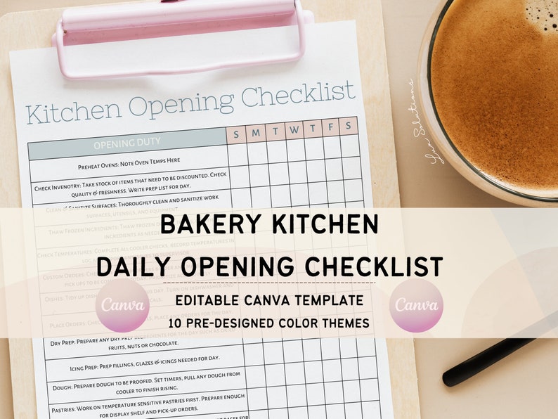 Bakery Opening Checklist Editable Template for Bakeries - Etsy