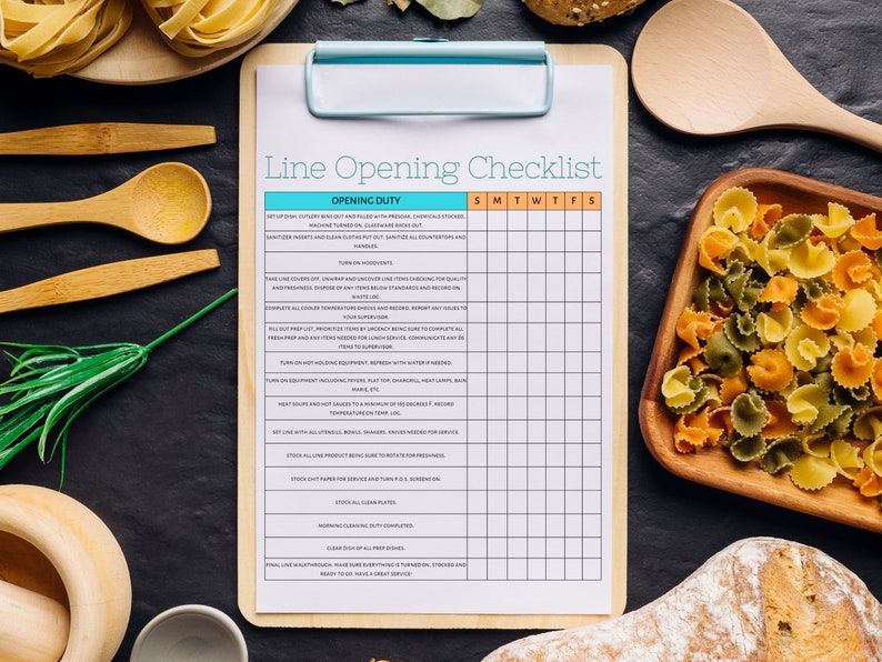 BOH Opening Checklist, Professional Kitchen Editable Opening Checklist ...