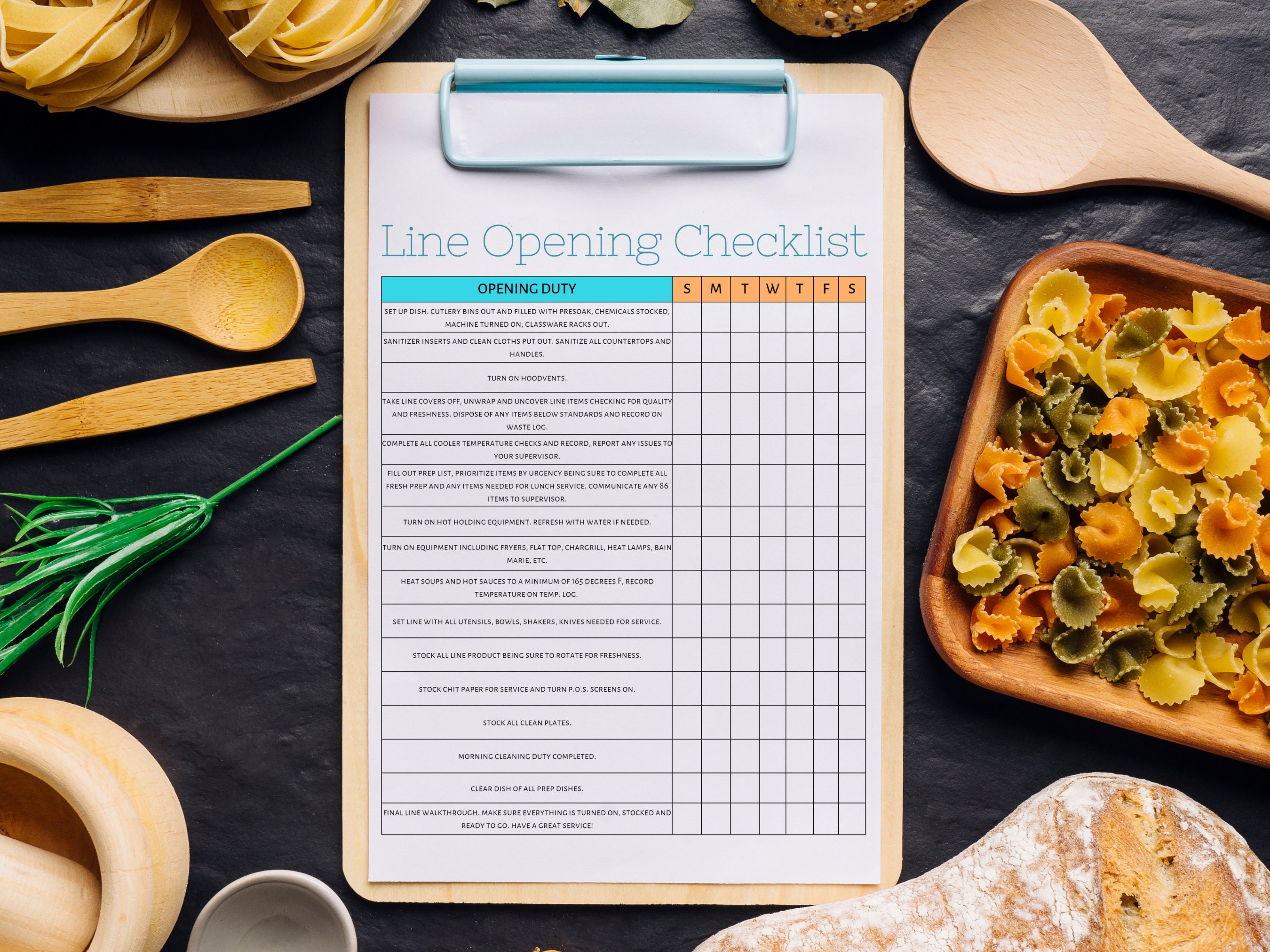 BOH Opening Checklist, Professional Kitchen Editable Opening Checklist ...