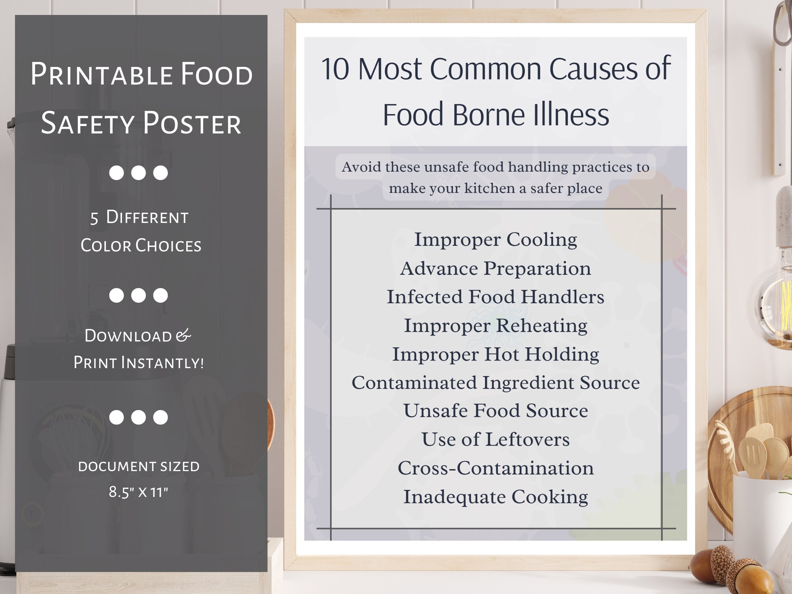 Food Safety Poster, Printable Food Safe Poster, Restaurant Safety, Food ...