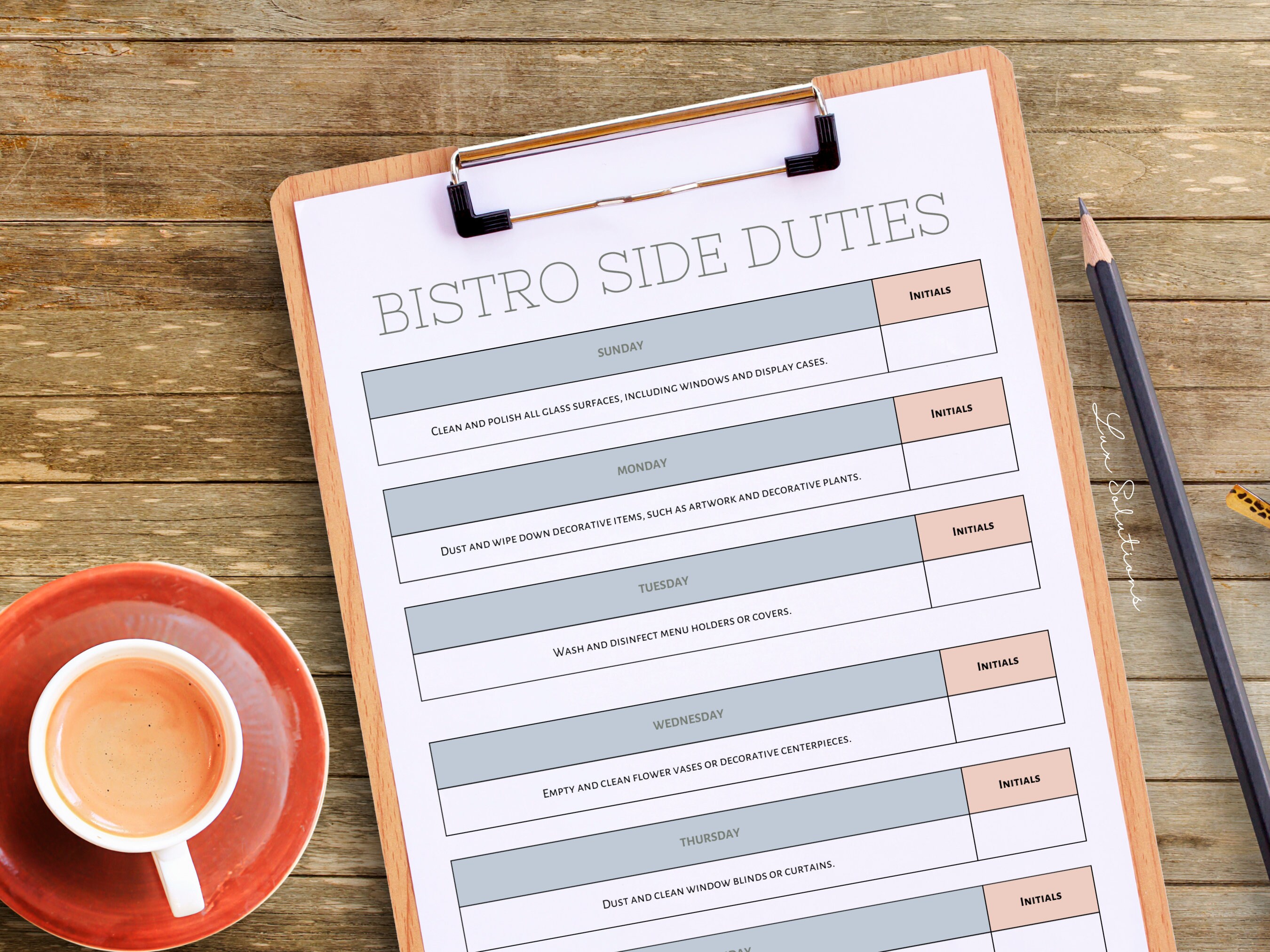 Bakery Bistro Weekly Cleaning Checklist, Fully Customizable, Edit Free ...