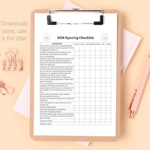 BOH Opening Checklist Kitchen Opening Checklist Template - Etsy