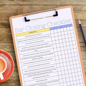 Bar Closing Checklist, Restaurant Bar Cleaning List, Bar Templates ...