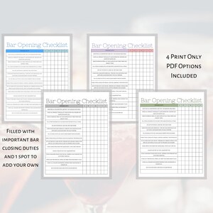 Bar Opening Checklist Restaurant Bar Cleaning List Bar - Etsy