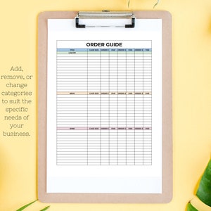 Order Guide for Restaurants and Bars, Restaurant Par List, Ordering ...