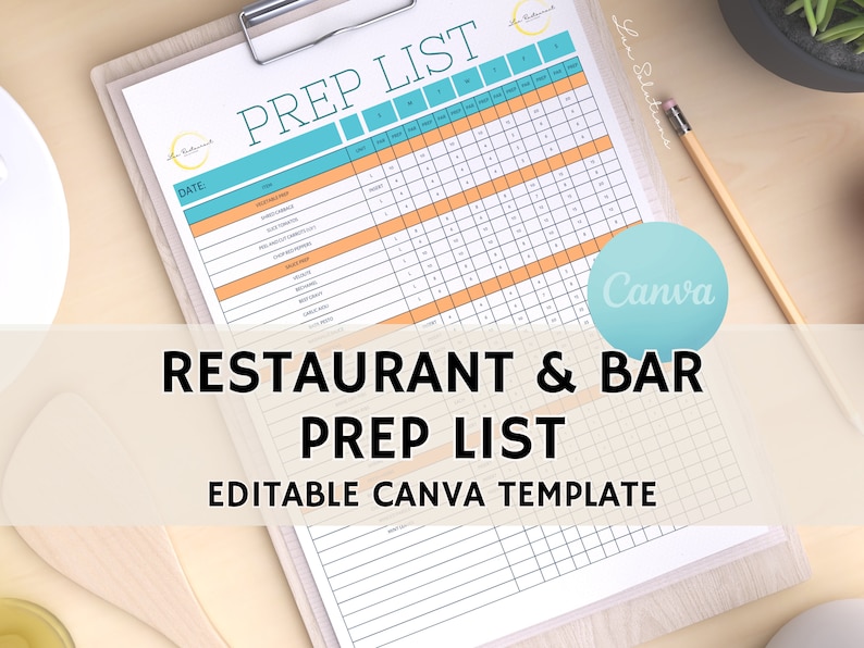 Prep and Par List for Kitchens, Food Prep List, Edit Free With Canva ...