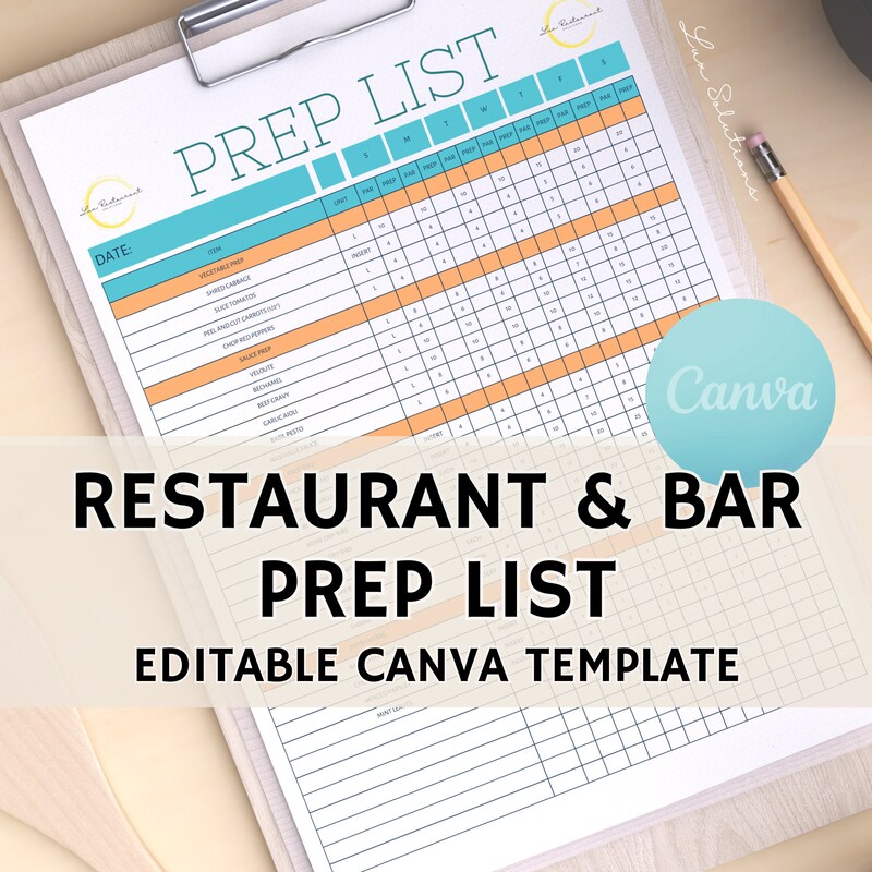 Restaurant Par Sheet - Etsy