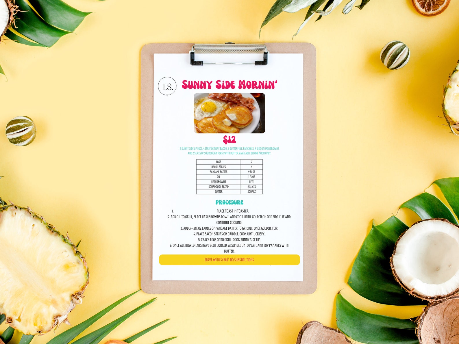 Editable Spec Sheet and Recipe Template, Blank Recipe Template, Instant ...
