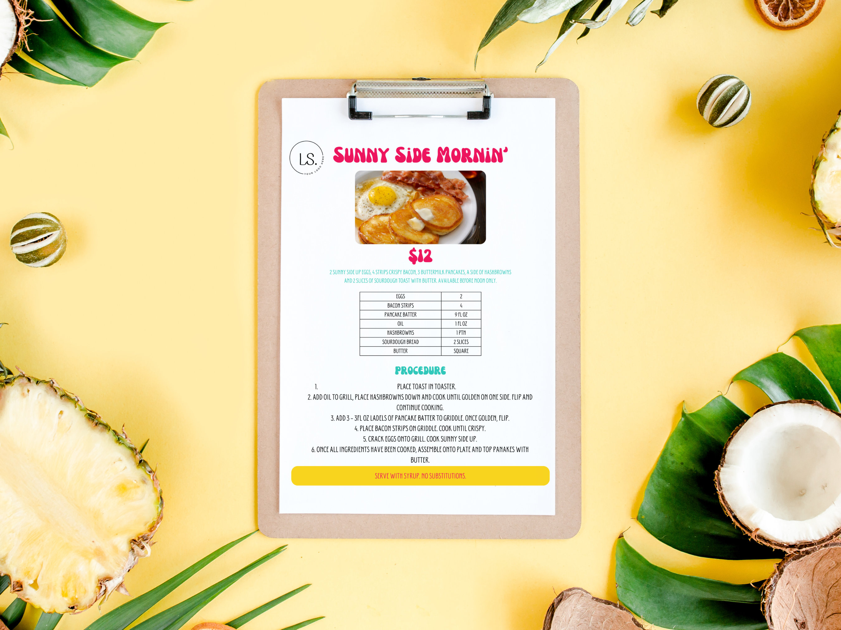 Editable Spec Sheet and Recipe Template, Blank Recipe Template, Instant ...