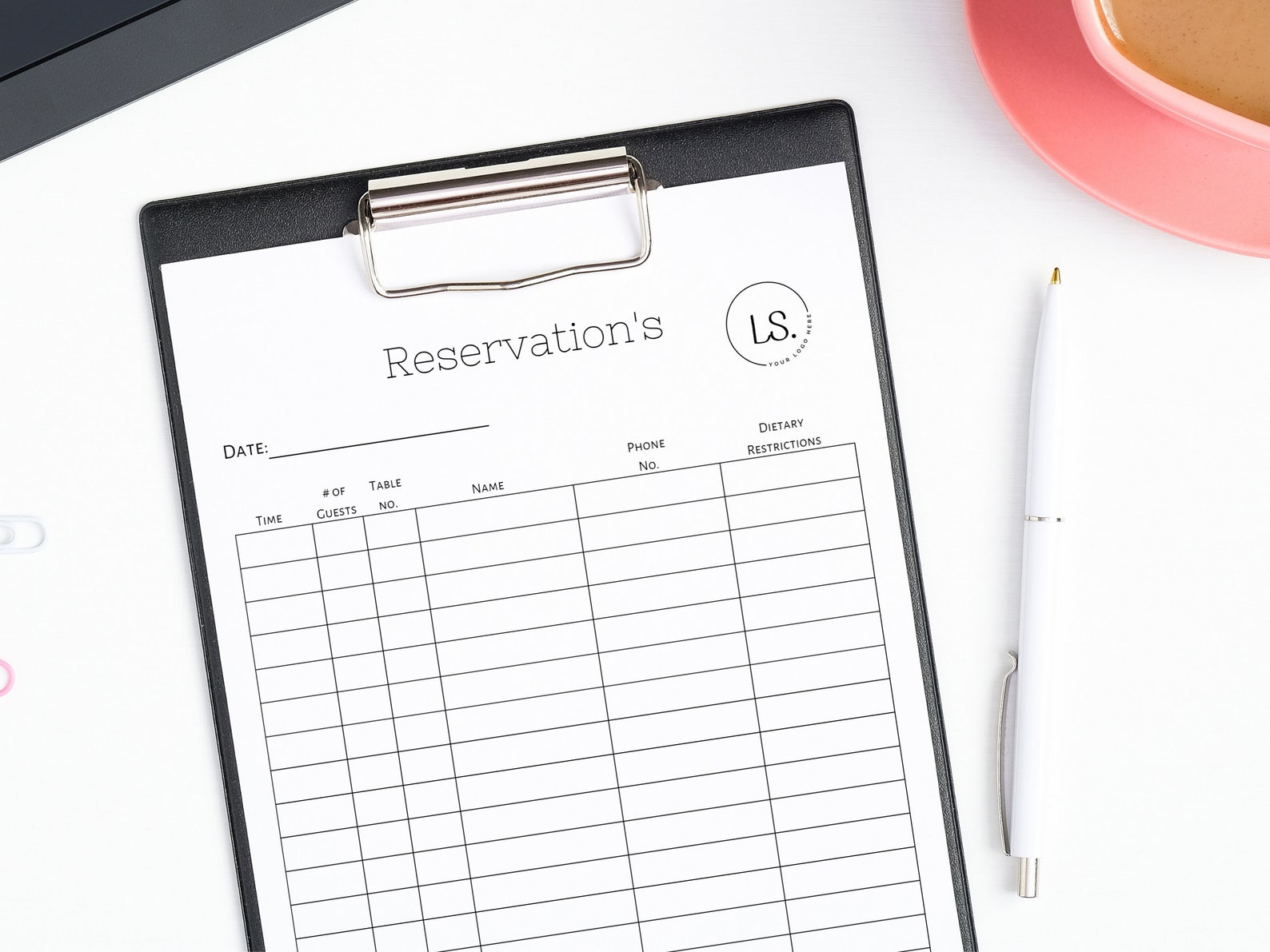 Restaurant Reservation Sheet, Editable Reservation Template ...