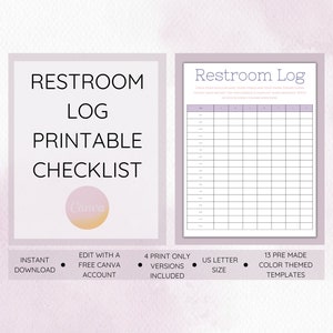 Bathroom Log Restroom Checklist Editable Template Washroom - Etsy Canada