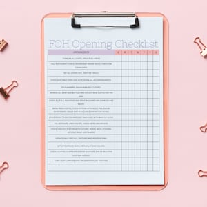 FOH Checklist Template Bundle Restaurant & Bar Serving - Etsy