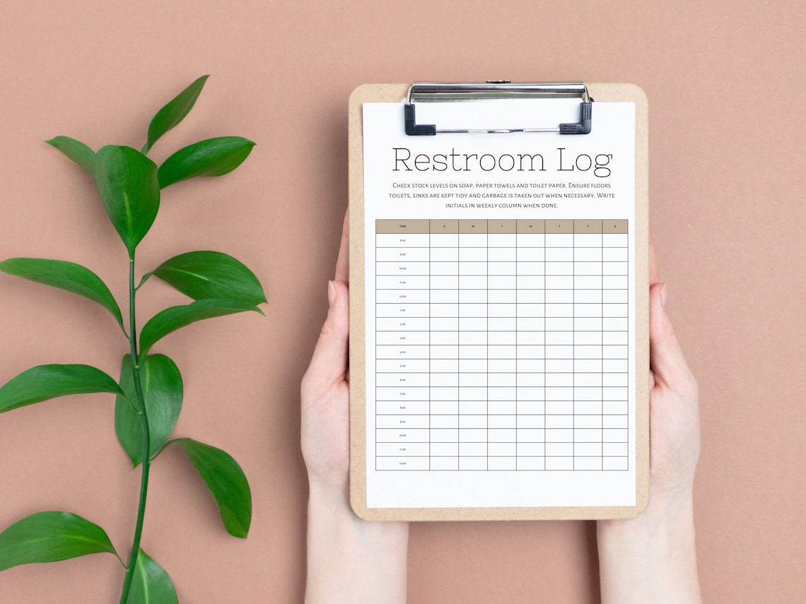 Bathroom Log, Restroom Checklist, Editable Template, Washroom Log ...