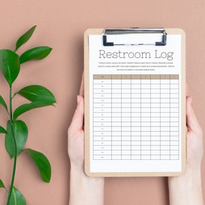 Bathroom Log, Restroom Checklist, Editable Template, Washroom Log ...