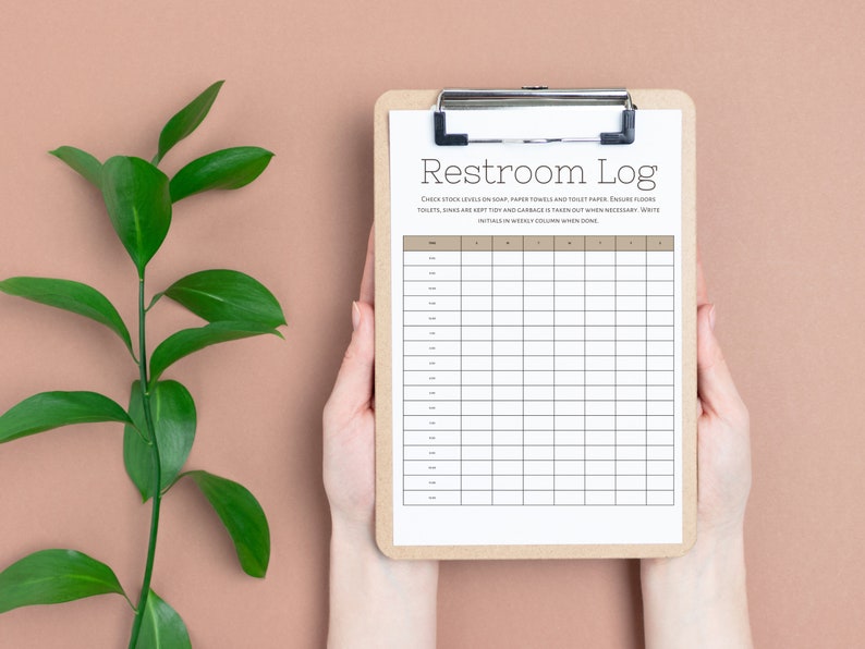 Bathroom Log, Restroom Checklist, Editable Template, Washroom Log ...