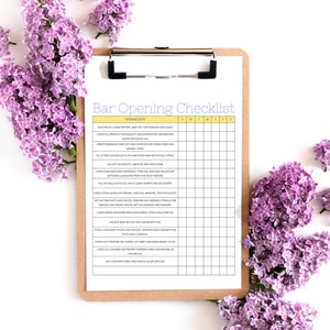 Bar Opening Checklist Restaurant Bar Cleaning List Bar - Etsy
