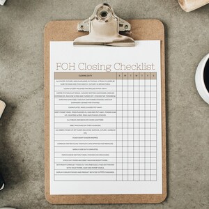 FOH Closing Checklist Template Server Closing Checklist - Etsy