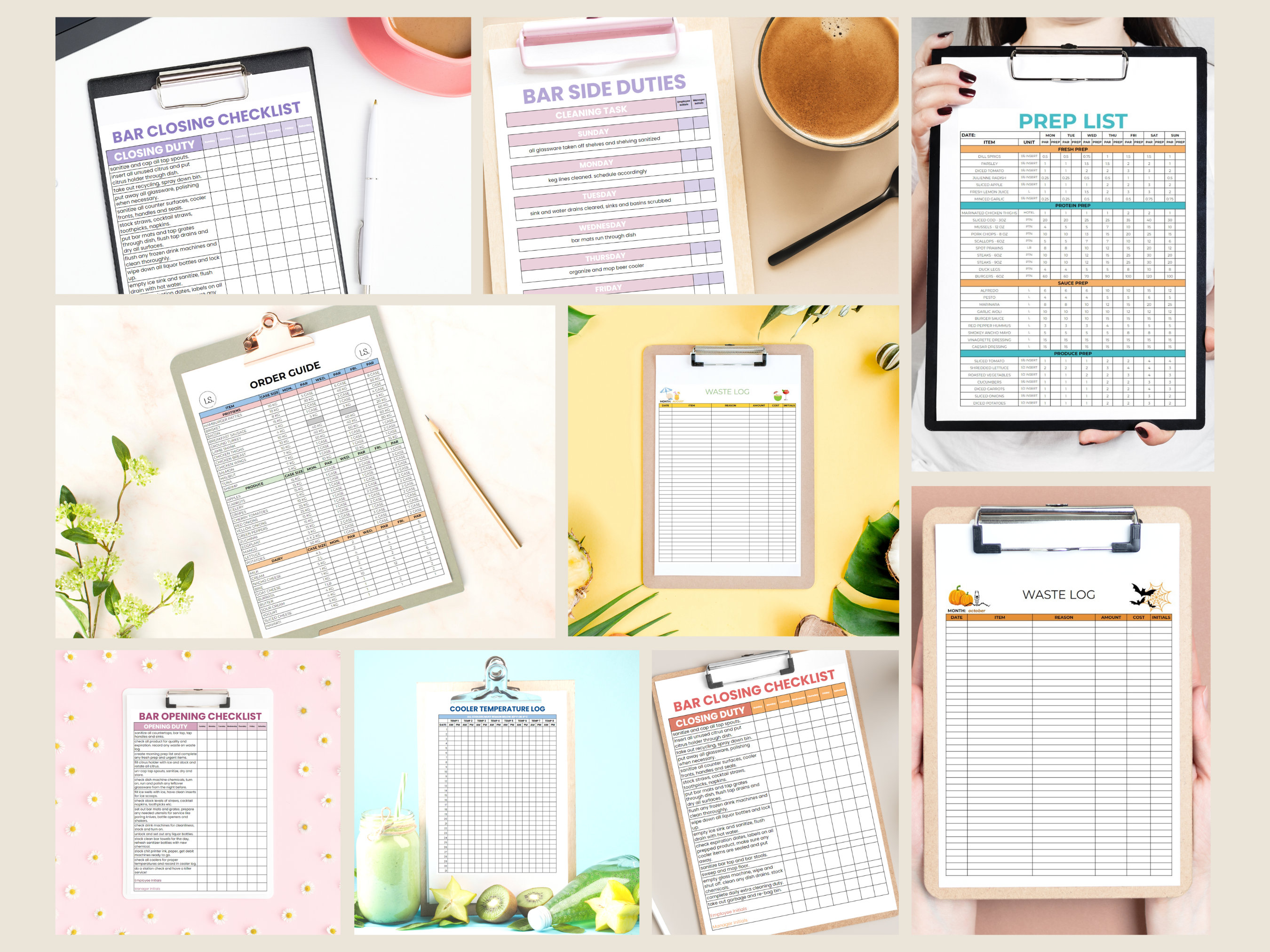 Bar Management Template Bundle, Bartender Operations Checklist Bundle, Edit Free With Google ...