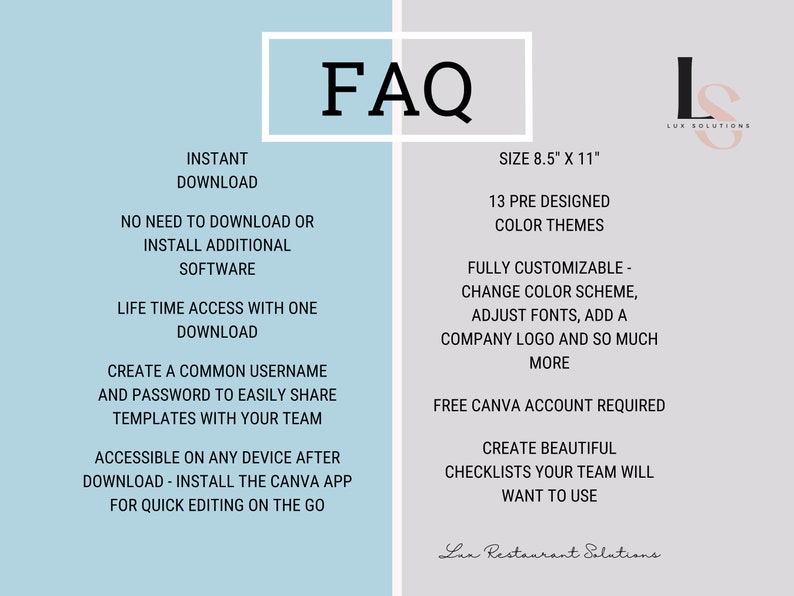 BOH Side Duty Chart, Kitchen Side Work Checklist, Editable Template ...