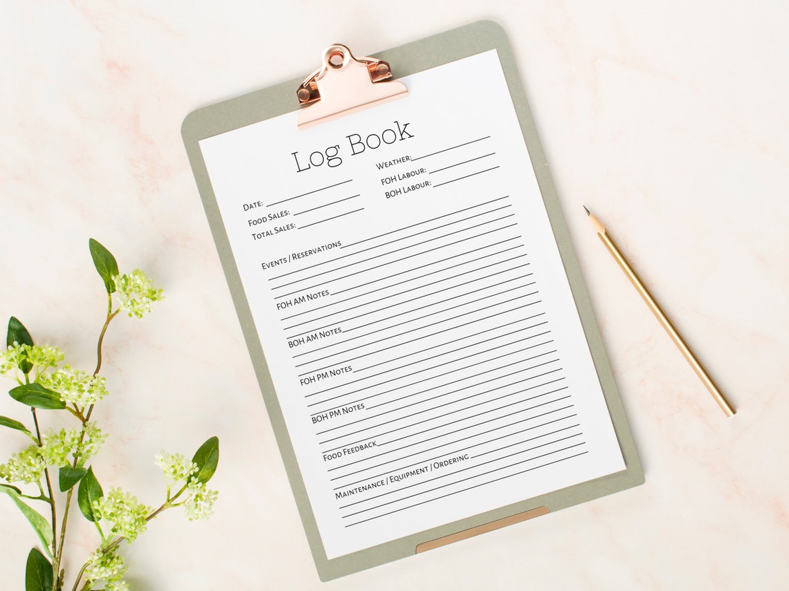 Restaurant Log Book, Industry Review Journal, Day Book, Manager Log ...