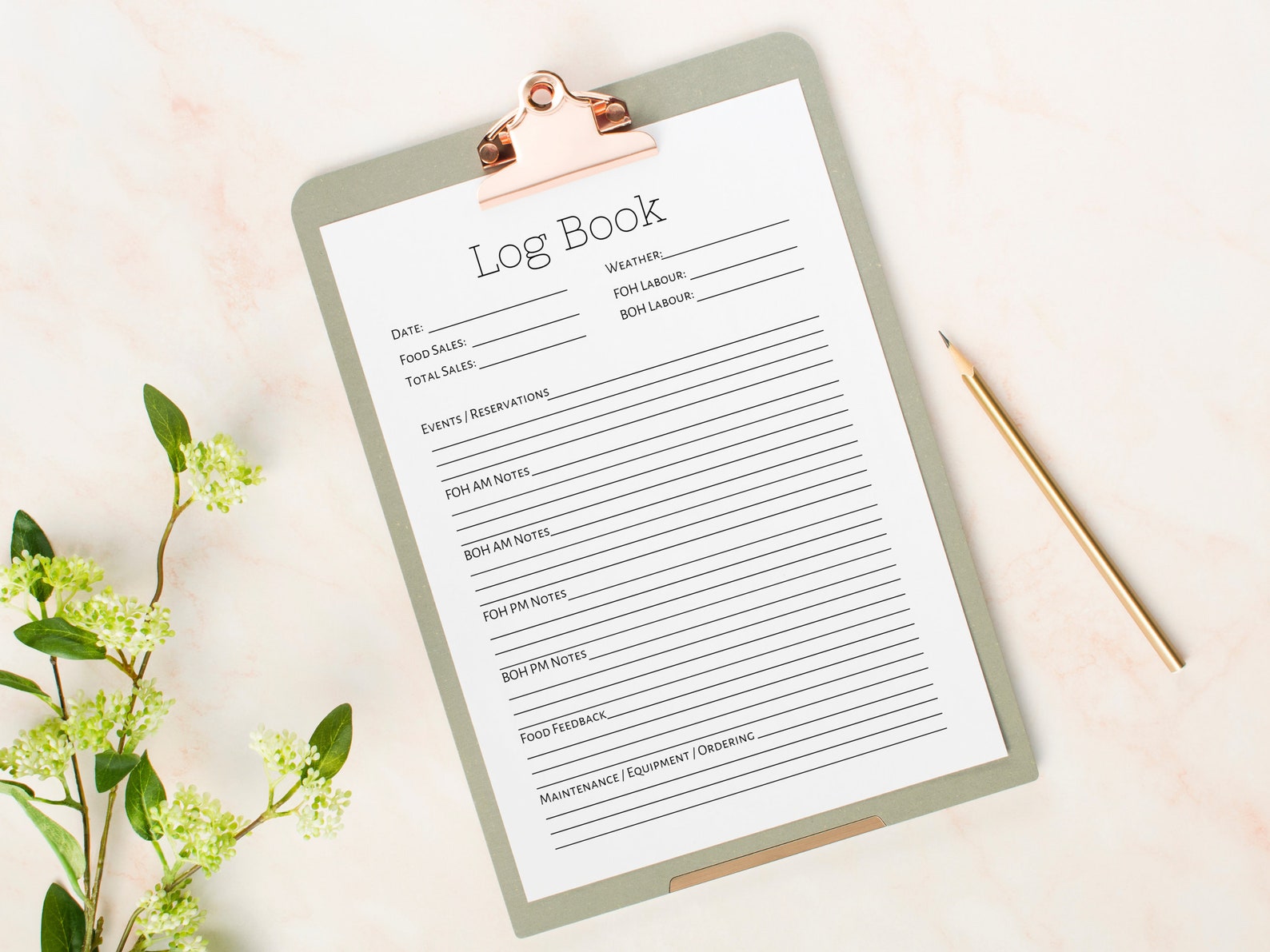 Restaurant Log Book, Industry Review Journal, Day Book, Manager Log ...