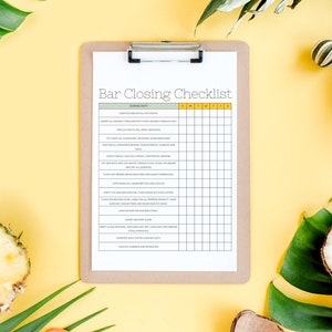 Bar Closing Checklist Restaurant Bar Cleaning List Bar - Etsy