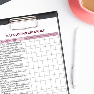 Bar Checklist Bundle, Editable Templates for Bartenders, Opening ...