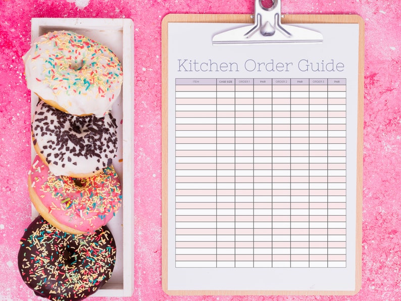 Restaurant Order Guide, Kitchen Order Guide, Par List, Editable Order ...