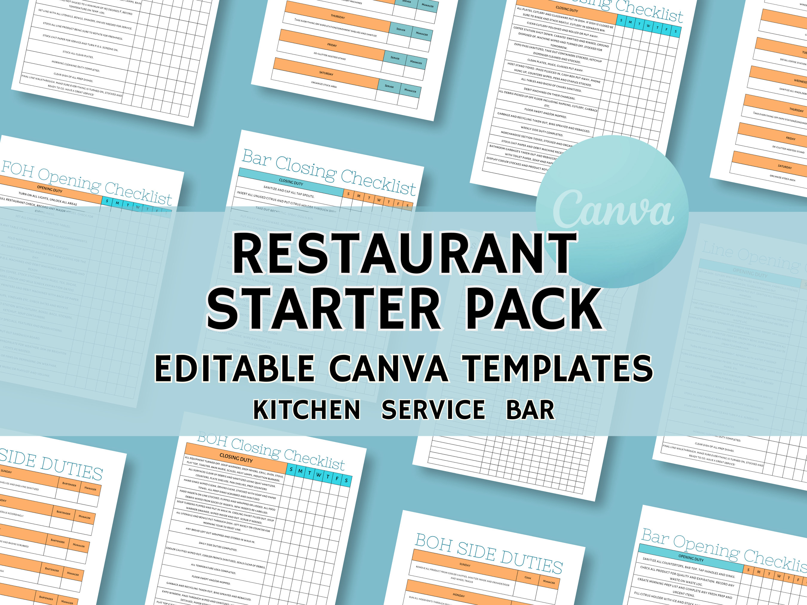 Restaurant Templates Starter Pack, Server, Kitchen, Bar, Opening ...