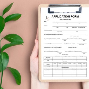 Restaurant Application Form, Editable Application Template, Microsoft ...
