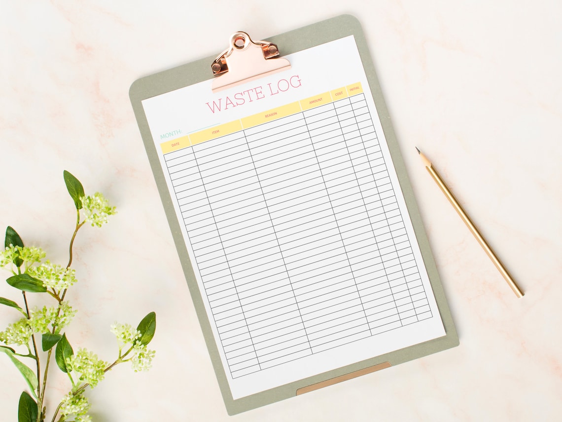 Food Waste Log Bar Waste Log Editable Restaurant Template 4 - Etsy