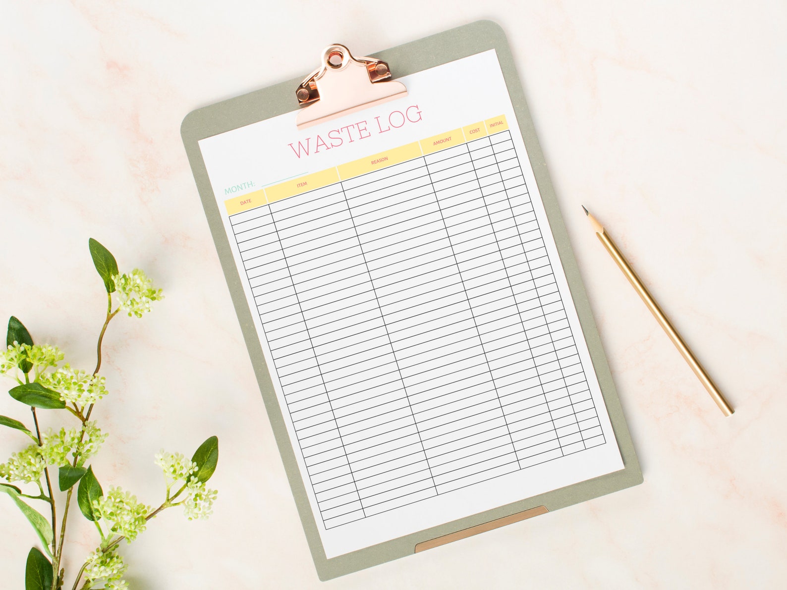 Food Waste Log Bar Waste Log Editable Restaurant Template 4 - Etsy