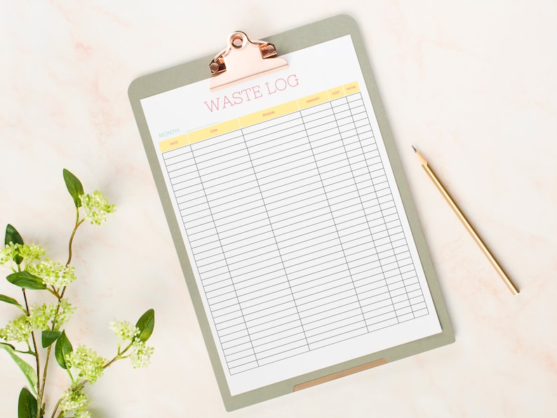 Food Waste Log Bar Waste Log Editable Restaurant Template 4 - Etsy