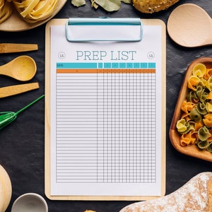 Prep and Par List for Kitchens Food Prep List Edit Free With - Etsy