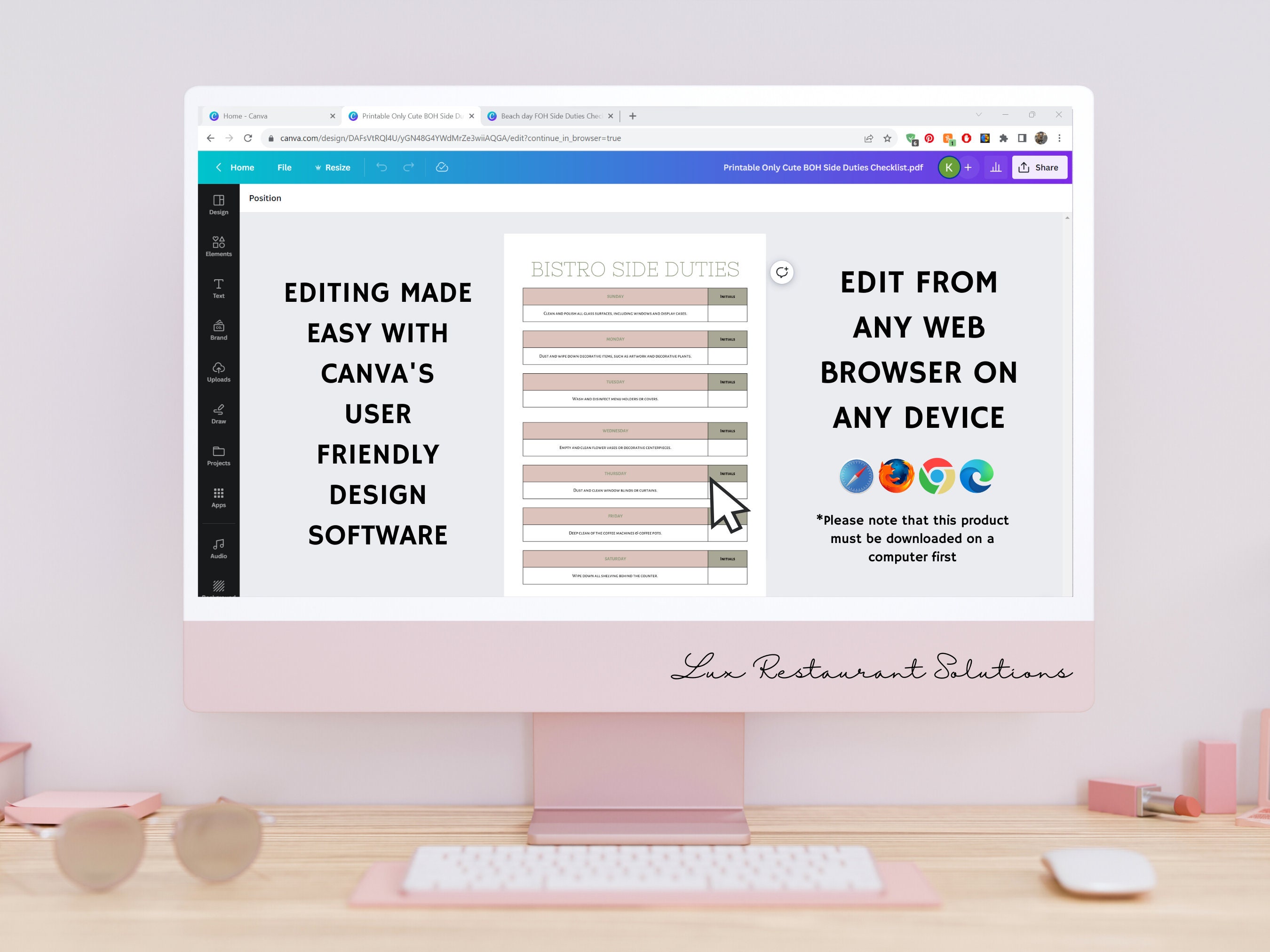 Bakery Bistro Weekly Cleaning Checklist, Fully Customizable, Edit Free ...