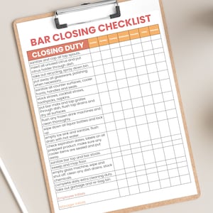Bar Management Template Bundle, Bartender Operations Checklist Bundle ...