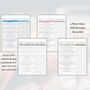 Bar Closing Checklist Restaurant Bar Cleaning List Bar - Etsy