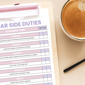 Bar Management Template Bundle, Bartender Operations Checklist Bundle ...