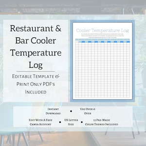 Printable Cooler Temperature Logs for Restaurants, Bars, Food Service ...