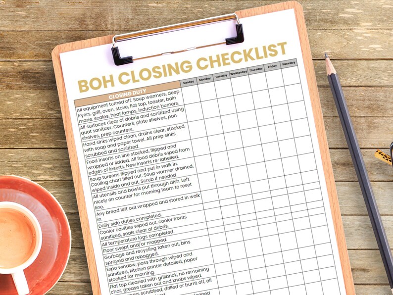 Kitchen Closing Checklist for Restaurants & Professional Kitchens, BOH ...