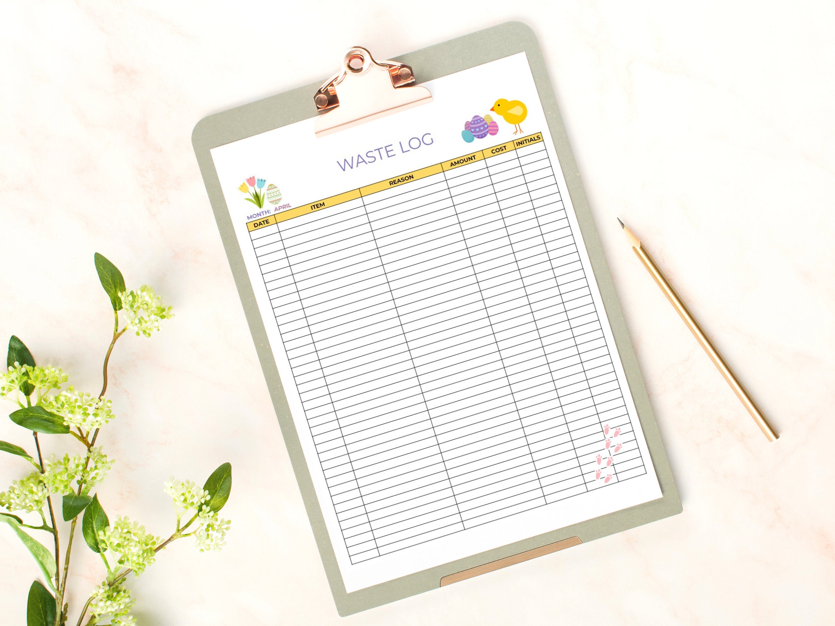 Editable Waste Log for Restaurants & Bars, Food Cost Management ...