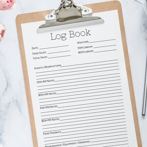 Restaurant Log Book, Industry Review Journal, Day Book, Manager Log ...