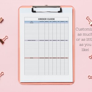 Order Guide for Restaurants and Bars, Restaurant Par List, Ordering ...