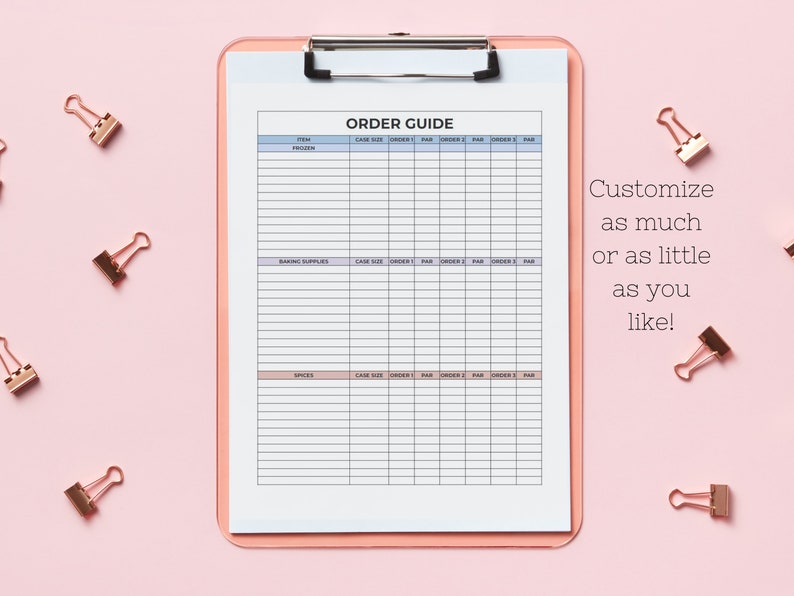 Order Guide for Restaurants and Bars, Restaurant Par List, Ordering ...